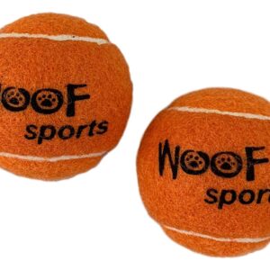 Woof Sports small TENNIS BALLS for Dogs (1.9") - 12 Orange Durable and Easy to Find Mini Tennis Balls for Small Dogs and Puppies. includes Carrying Bag.