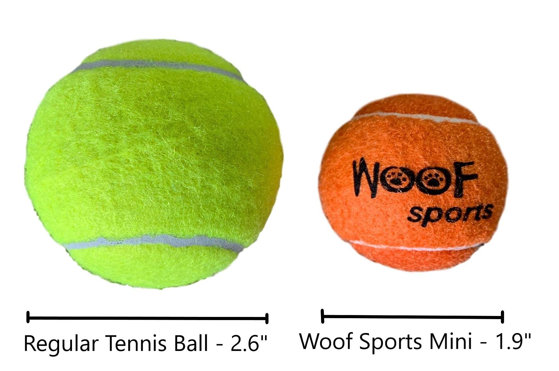 Woof Sports small TENNIS BALLS for Dogs (1.9") - 12 Orange Durable and Easy to Find Mini Tennis Balls for Small Dogs and Puppies. includes Carrying Bag.