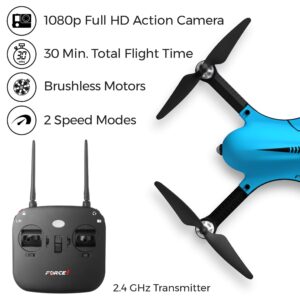 Force1 F100GP Drone with Camera for Adults or Teens- GoPro Compatible RC Drone with 1080p HD Video Camera Long Range Brushless Quadcopter with Remote Control, 2 Drone Batteries, 3 Drone Shells