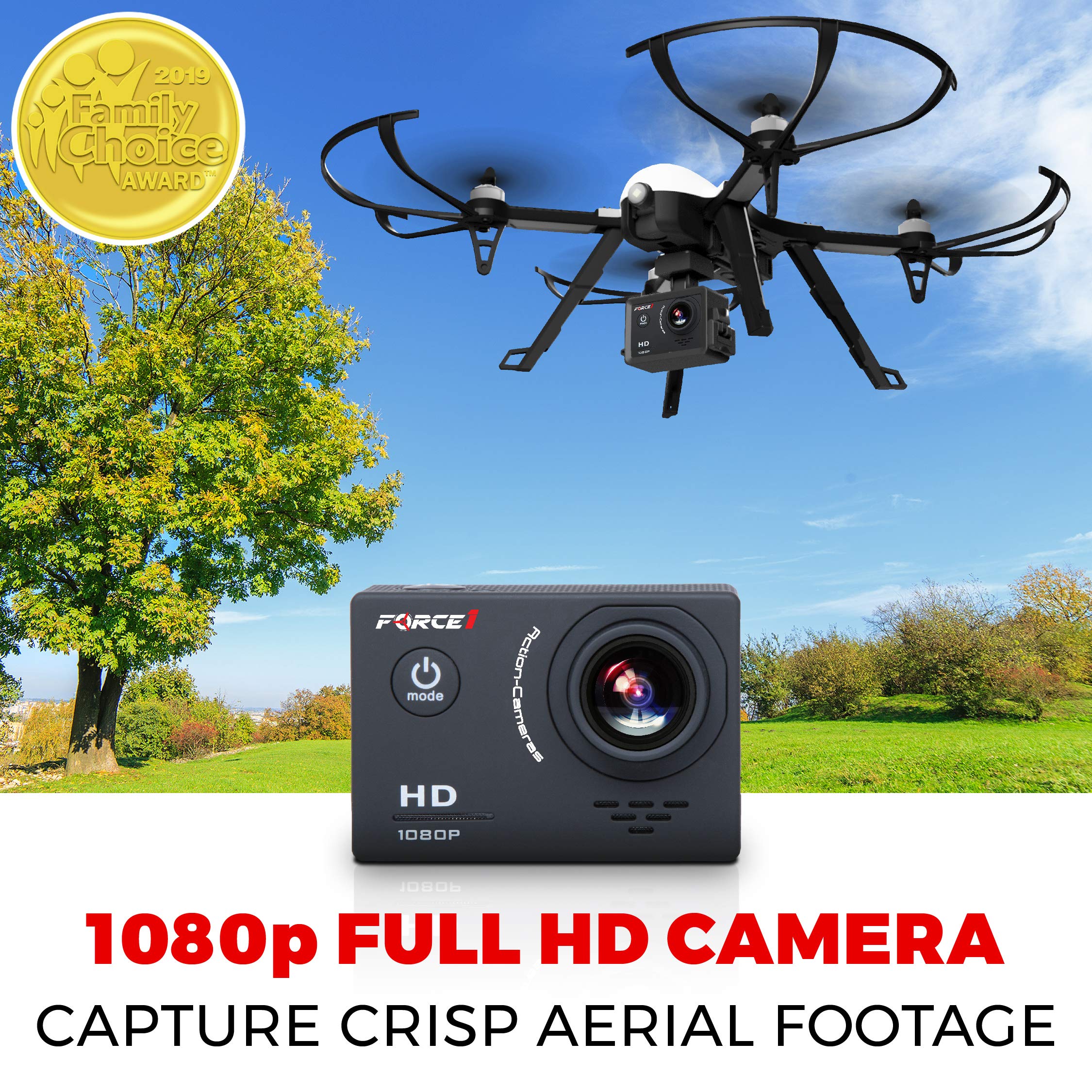 Force1 F100GP Drone with Camera for Adults or Teens- GoPro Compatible RC Drone with 1080p HD Video Camera Long Range Brushless Quadcopter with Remote Control, 2 Drone Batteries, 3 Drone Shells