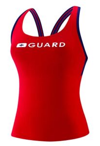 speedo women's guard swimsuit tankini top endurance , us red, large