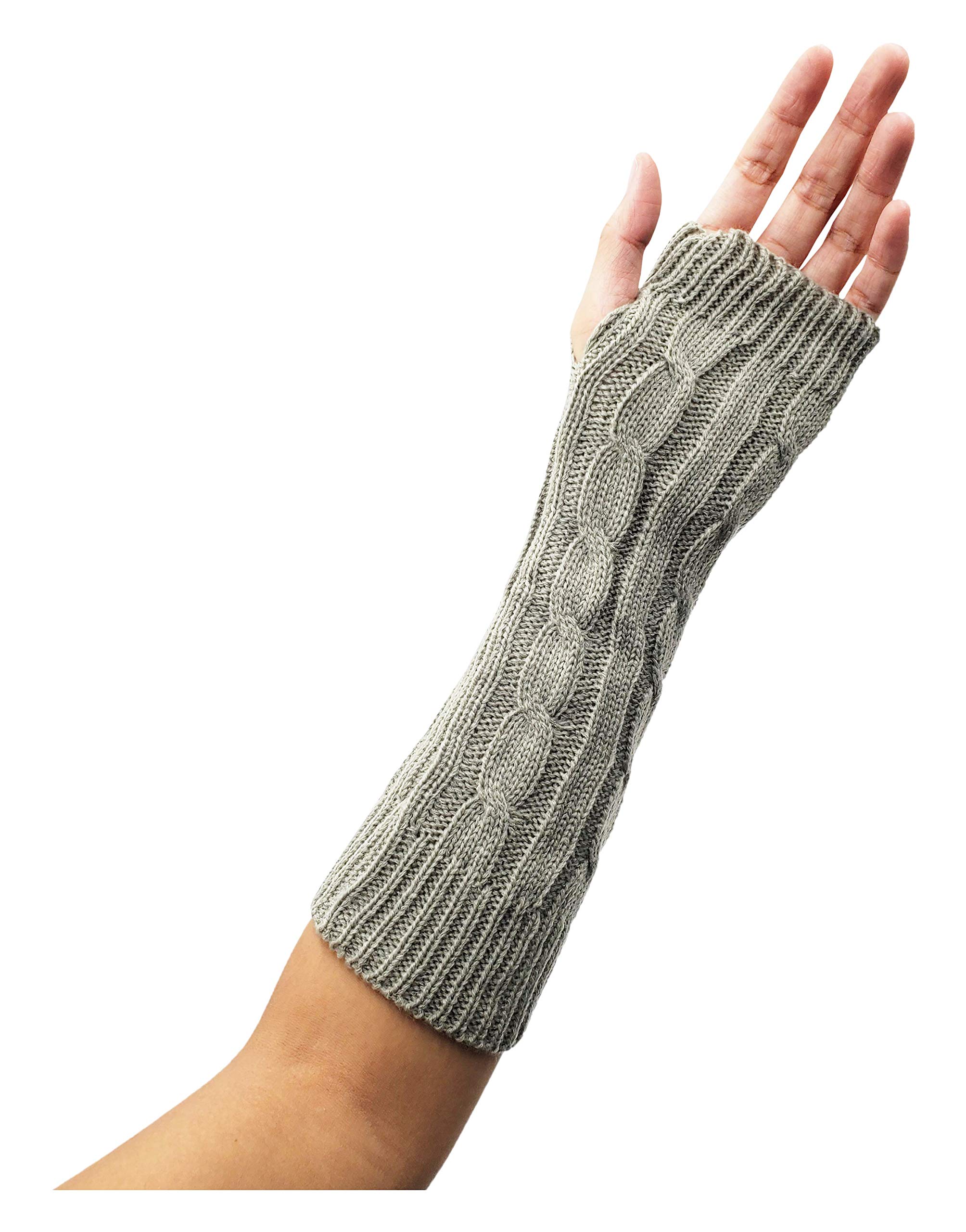 Arm Warmers, 6 Pairs for Women, Cable Knit Warm Winter Sleeve Fingerless Gloves, Premium (Assorted A)