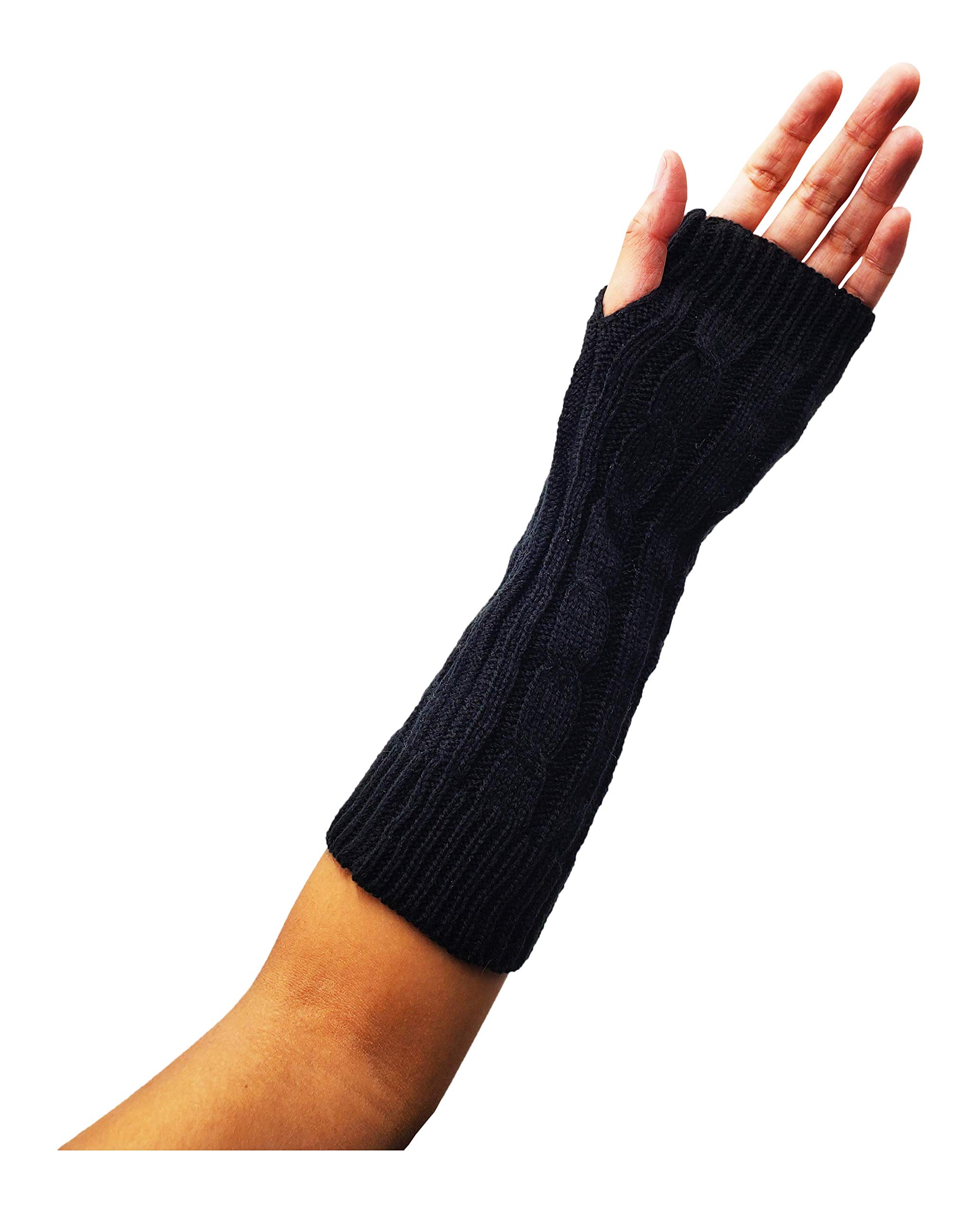 Arm Warmers, 6 Pairs for Women, Cable Knit Warm Winter Sleeve Fingerless Gloves, Premium (Assorted A)