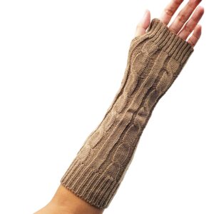 Arm Warmers, 6 Pairs for Women, Cable Knit Warm Winter Sleeve Fingerless Gloves, Premium (Assorted A)