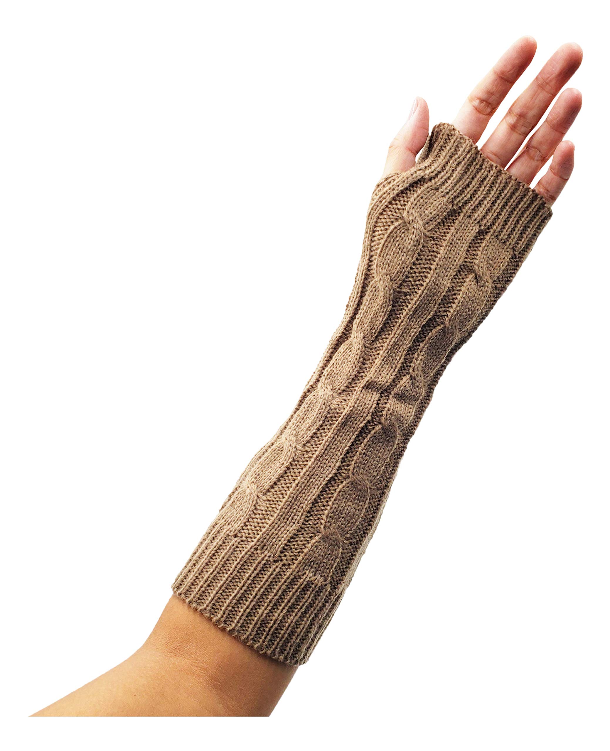 Arm Warmers, 6 Pairs for Women, Cable Knit Warm Winter Sleeve Fingerless Gloves, Premium (Assorted A)