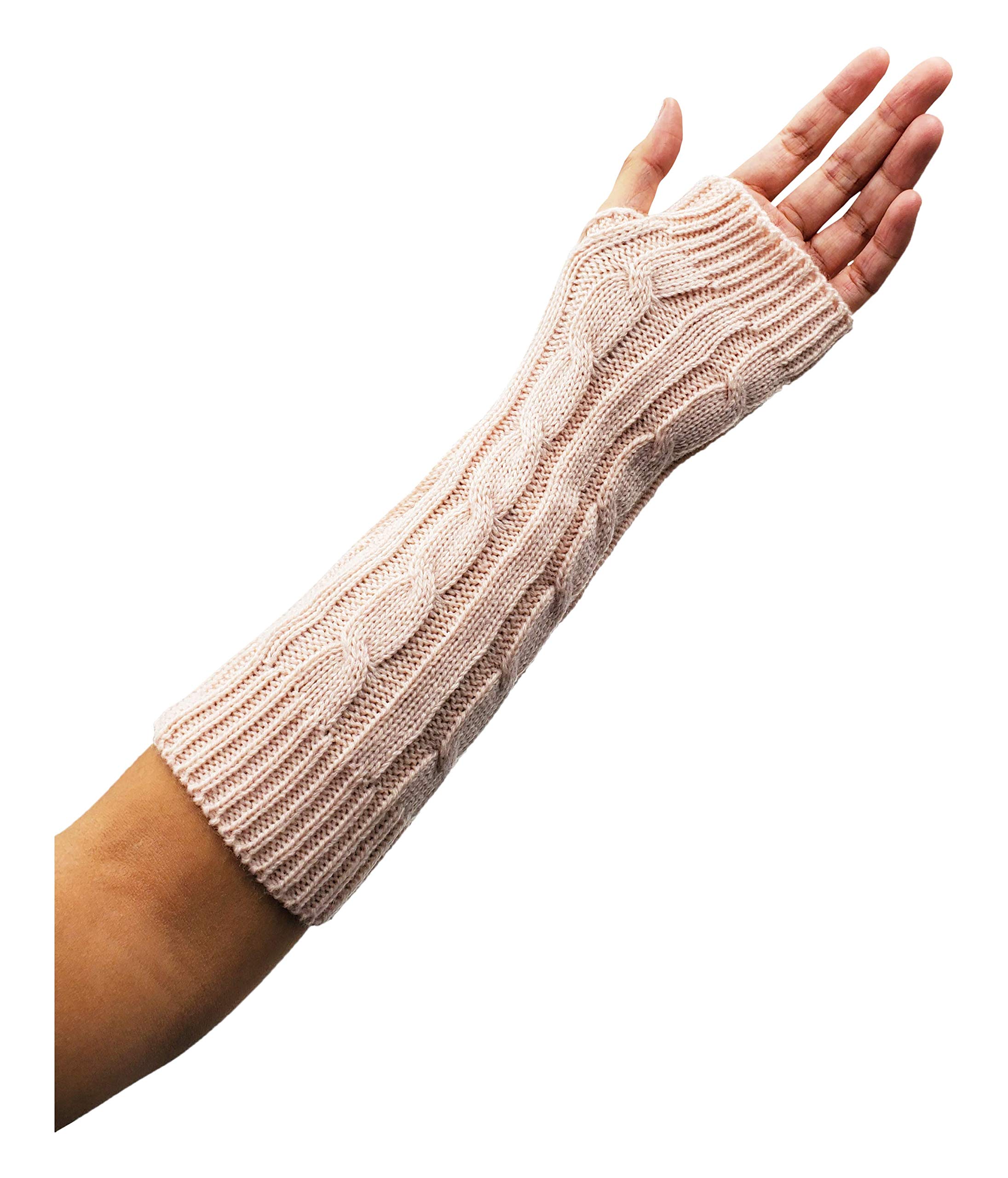 Arm Warmers, 6 Pairs for Women, Cable Knit Warm Winter Sleeve Fingerless Gloves, Premium (Assorted A)