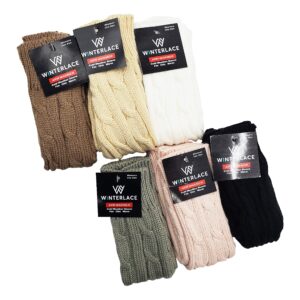 Arm Warmers, 6 Pairs for Women, Cable Knit Warm Winter Sleeve Fingerless Gloves, Premium (Assorted A)