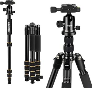 zomei camera tripod 62" light weight dslr tripod with ball head quick release plate and carrying case (aluminum tripod)