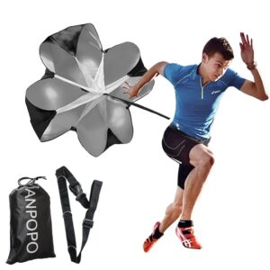 anpopo bfsmile running speed training 56" parachute with adjustable strap, free carry bag. speed chute resistance running parachute for kids youth and adults (1 umbrella)