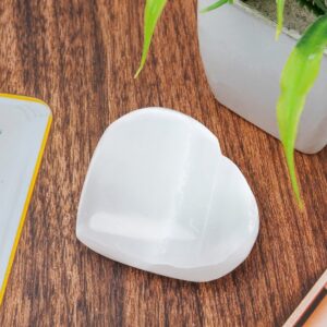 Crocon 50mm Selenite Heart stone Big Heart Shape Puff Stones Set 450+ Carats Pocket Crystal Healing Tumble Collection Palm Worry Stone Balancing Good Luck Charm Meditation Gift Craft Home Decor