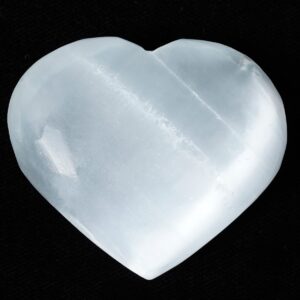 Crocon 50mm Selenite Heart stone Big Heart Shape Puff Stones Set 450+ Carats Pocket Crystal Healing Tumble Collection Palm Worry Stone Balancing Good Luck Charm Meditation Gift Craft Home Decor