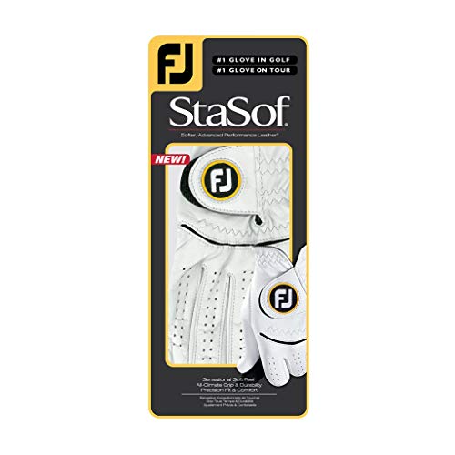 FootJoy Women's StaSof Golf Glove, White Medium, Worn on Right Hand