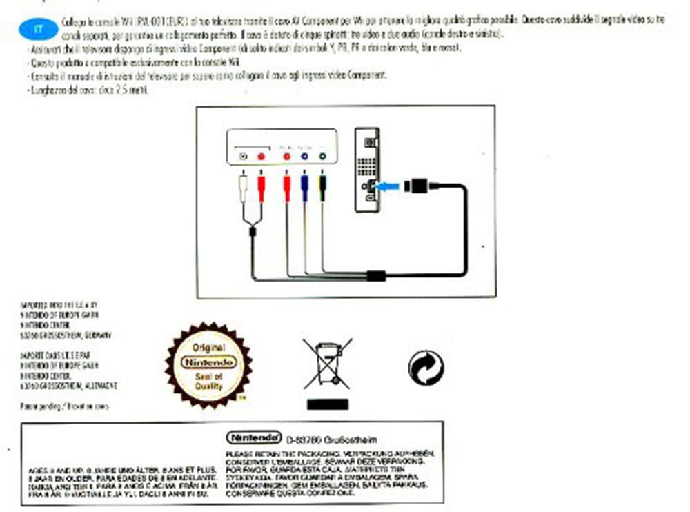 TENINYU 6 Feet Wii Component Audio Video Cable HDAV Component HD AV Cable to HDTV/EDTV 5 RCA Video & RCA Stereo Audio AV Cord for Wii & Wii U