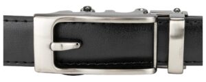 candor and class women's leather ratchet belt, trim to fit 18"- 44" waist, no holes, packed in a gift box (w723x black, 25mm wide)