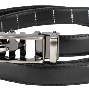 CANDOR AND CLASS Women's Leather Ratchet Belt, Trim to Fit 18"- 44" Waist, No Holes, Packed in a Gift Box (W723X Black, 25mm Wide)