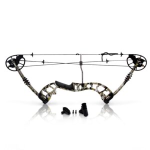 serenelife sharp eye camouflage compound bow-320 fps hunting camo archery gear-fiberglass limb,metal riser,4 string silencers,30-70lbs adjustable draw weight,23.5”-30.5” length slcomb10.5