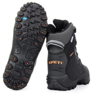 XPETI Men’s Thermator Mid-Rise Waterproof Hiking Boot Insulated Non-Slip Black 13