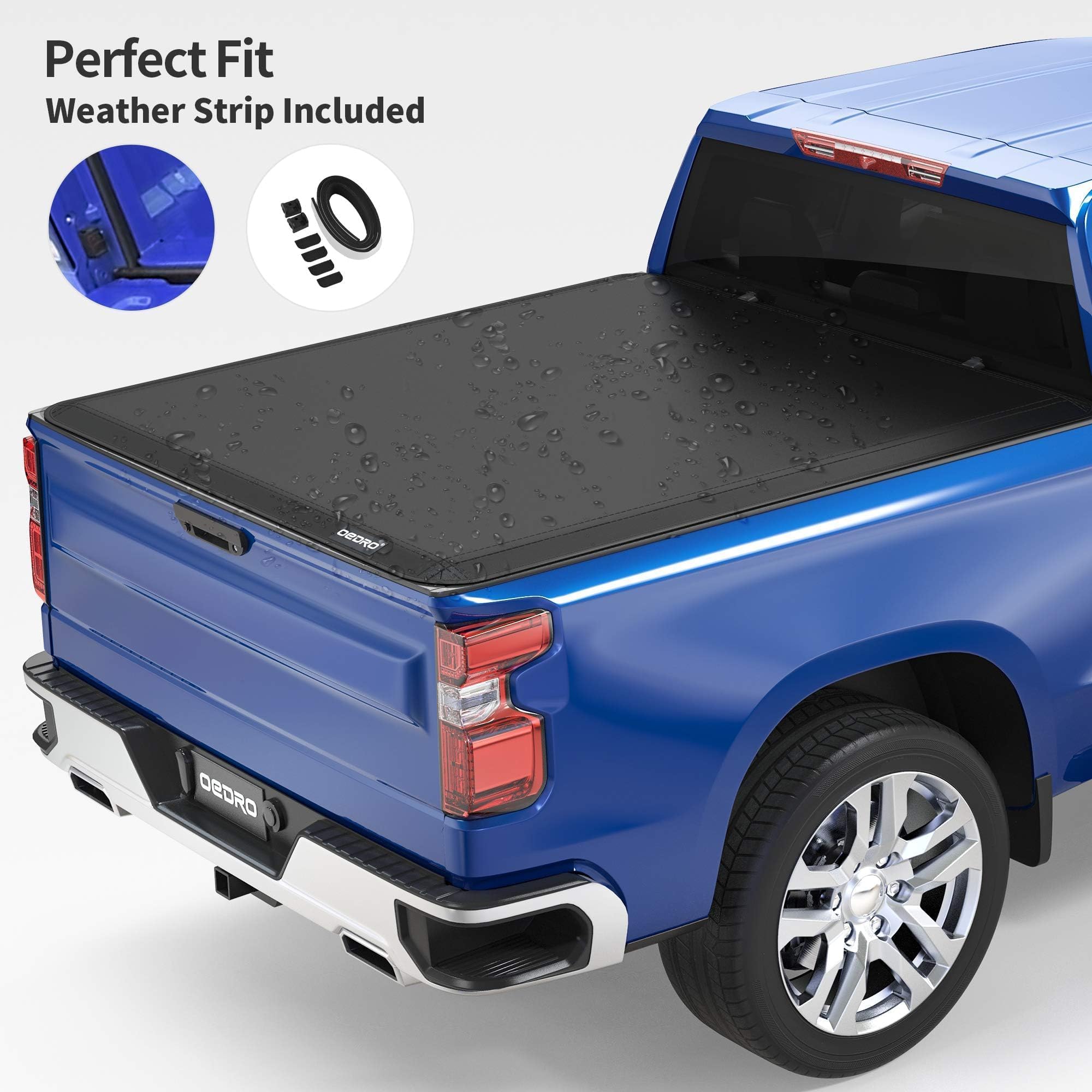 OEDRO Soft Tri-Fold Truck Bed Tonneau Cover Compatible with 2009-2014 Ford F-150 F150 Compatible with 5.5 Feet Bed