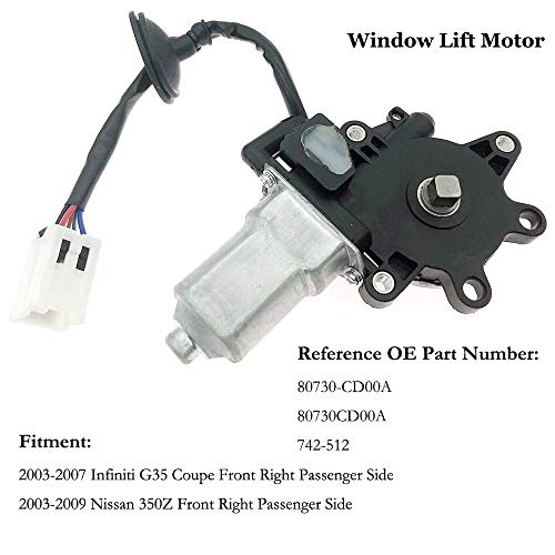 Window Lift Motor Front Right Passenger Side for 2003-2009 Nissan 350Z 2003-2007 Infiniti G35 Coupe Model Replace 80730-CD00A 80730CD00A