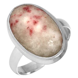 jeweloporium natural cinnabar gemstone unique jewelry solid 925 sterling silver ring (33786_r)