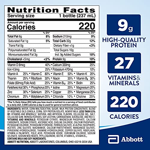 Ensure Original Nutrition Shake, Small Meal Replacement Shake, Complete, Balanced Nutrition with Nutrients to Support Immune System Health, Strawberry, 8 Fl Oz (Pack of 16)