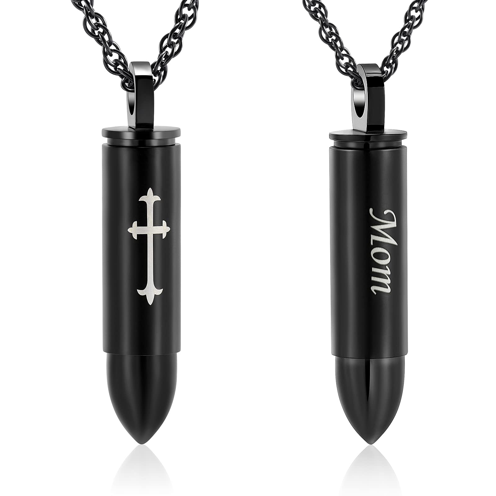 shajwo Cremation Jewelry Bullet Urn Ashes Necklace for Women Men Cylinder Keepsake Memorial Locket Pendant Ash Holder,Mom