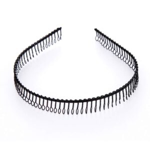 mollensiuer 6pcs unisex black metal hairband teeth comb headband hair hoop headwear accessory for women men