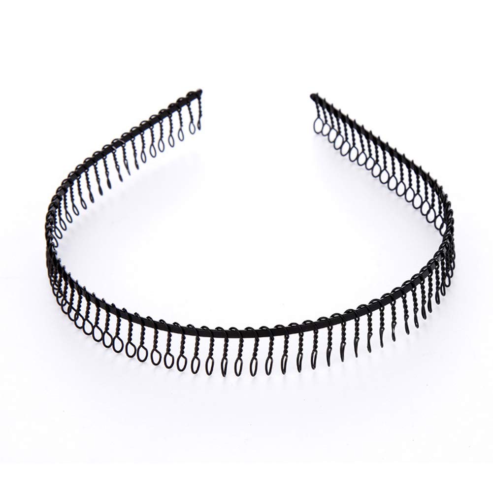 mollensiuer 6Pcs Unisex Black Metal Hairband Teeth Comb Headband Hair Hoop Headwear Accessory for Women Men