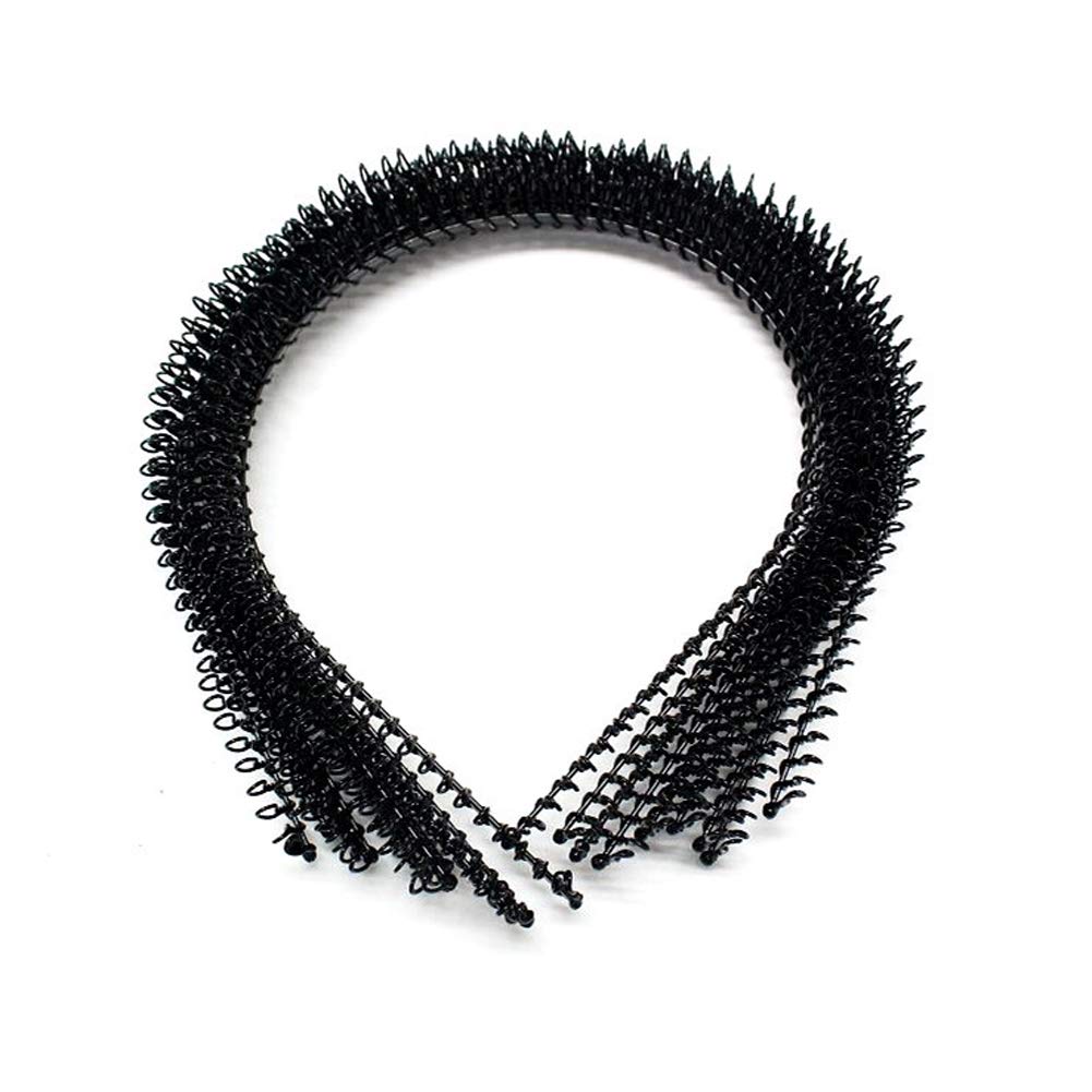 mollensiuer 6Pcs Unisex Black Metal Hairband Teeth Comb Headband Hair Hoop Headwear Accessory for Women Men