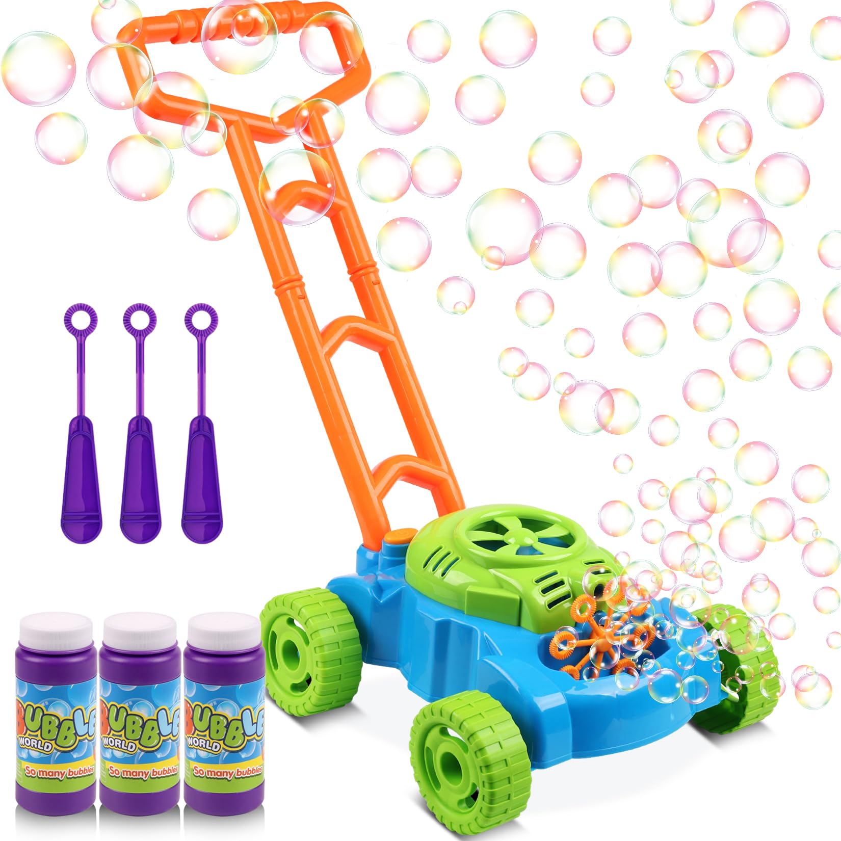 Lydaz Bubble Lawn Mower for Toddlers 1-3, Kids Bubble Blower Maker Machine, Outdoor Summer Push Backyard Gardening Toys, Halloween Birthday Gifts Toys for Preschool Baby Boys Girls Age 1 2 3+ Year Old