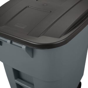 Rubbermaid Commercial Products BRUTE Rollout Heavy-Duty Wheeled Trash/Garbage Can, 50-Gallon, Gray, for Restaurants/Hospitals/Offices/Warehouses/Garage, Pack of 2