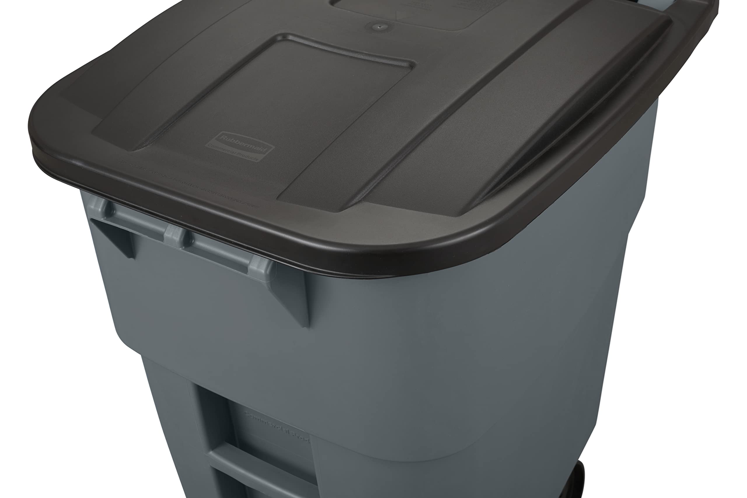 Rubbermaid Commercial Products BRUTE Rollout Heavy-Duty Wheeled Trash/Garbage Can, 50-Gallon, Gray, for Restaurants/Hospitals/Offices/Warehouses/Garage, Pack of 2