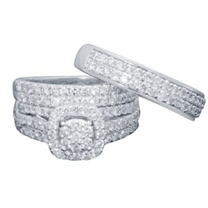 jsjewels 2 1/2ct round diamond engagement wedding ring trio set in 14k white gold fn .925