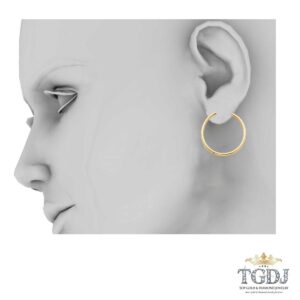 TGDJ 14k Yellow Gold Round Hoop Earrings - 2mm Thick Sterling Hinged Hoop Earrings for Women - Available in 9 Different Sizes from 13 mm to 65 mm