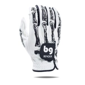 bg bender golf glove | wear on right | (white bones, mens ml)