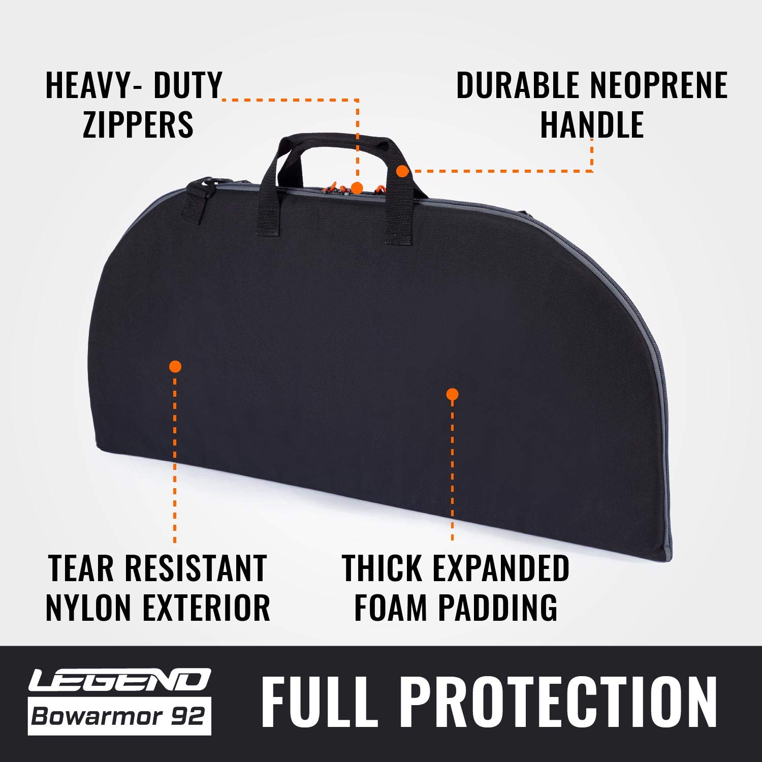 Legend Bowarmor 92 Soft Compound Bow Case - Carry Your Archery Accessories - Thick Protective Padding, Strong Nylon Fabric and Soft Lining