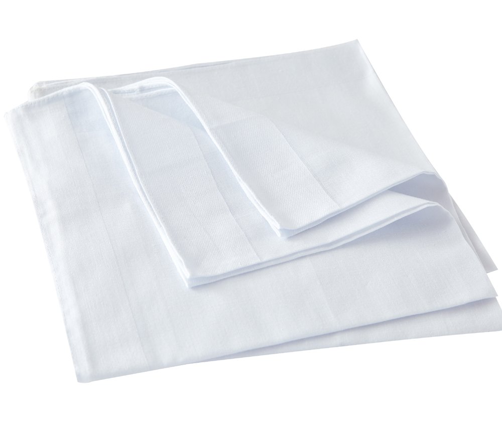 Ricosky Women'sLadies Pure White Handkerchiefs,12 inch,100% Cotton, Pack of 12