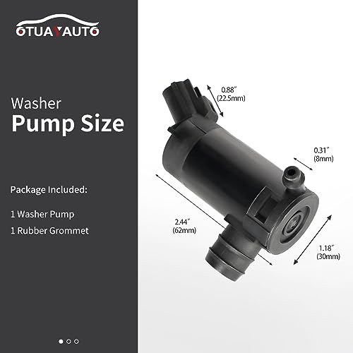 Windshield Washer Pump Replacement for Ford F150,Escape,Focus Lincoln, Mazda, Mercury - OTUAYAUTO Factory OE Style with Grommet Replaces OEM WG-318, F6SU17664DA, 7L8Z-17664-A