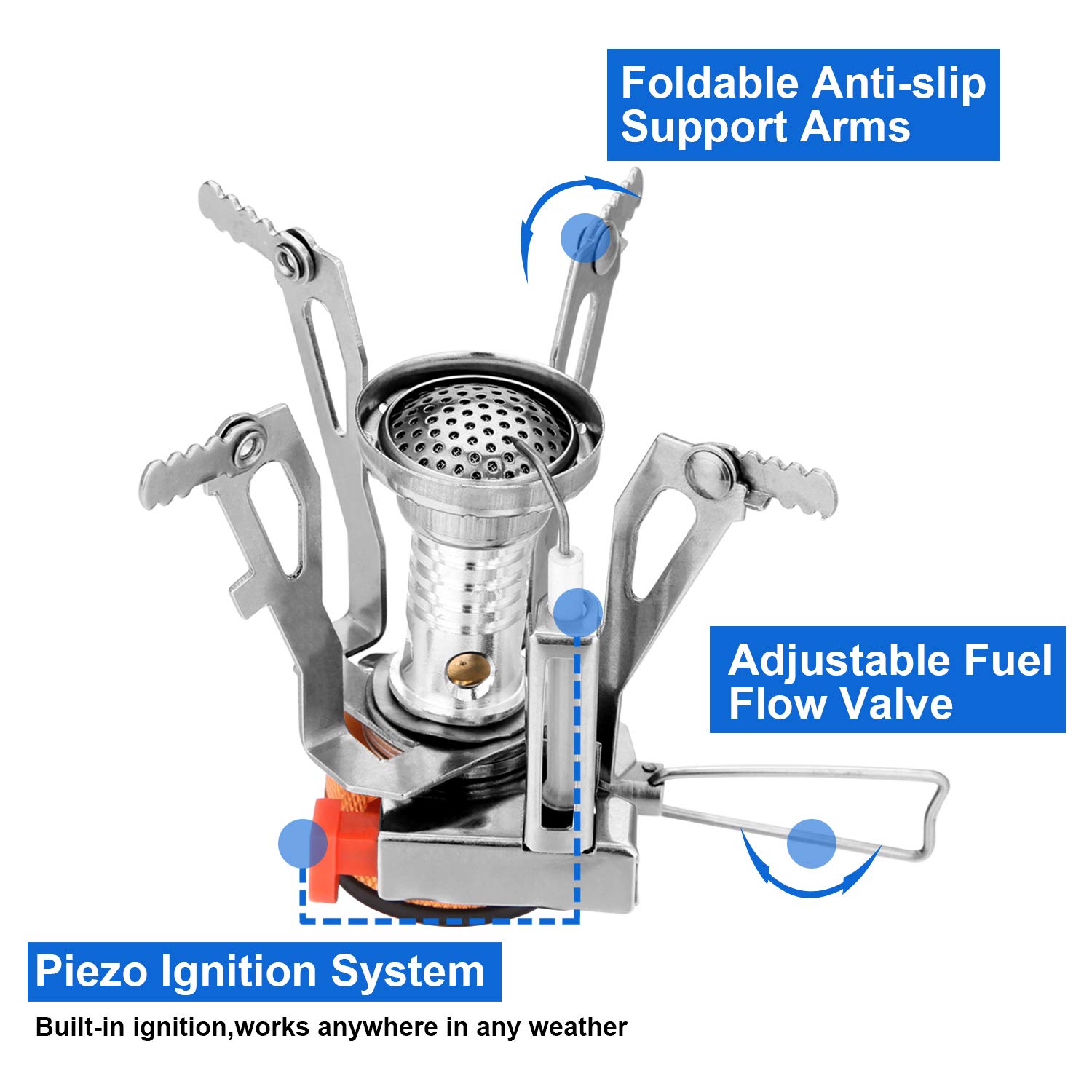 Odoland 12pcs Camping Cookware Mess Kit with Mini Stove, Lightweight Pot Pan Kettle with 2 Cups, Fork Spoon Kit for Backpacking, Outdoor Camping Hiking and Picnic