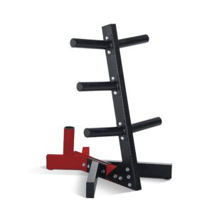 cap barbell olympic plate tree storage rack for weights and bar, red