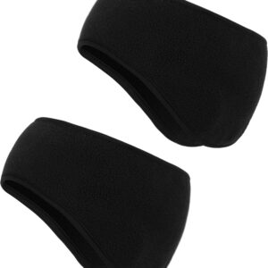 Boao 2 Pieces Ear Warmer Headbands Fleece Winter Headbands for Adult Kids Winter Using (Black)