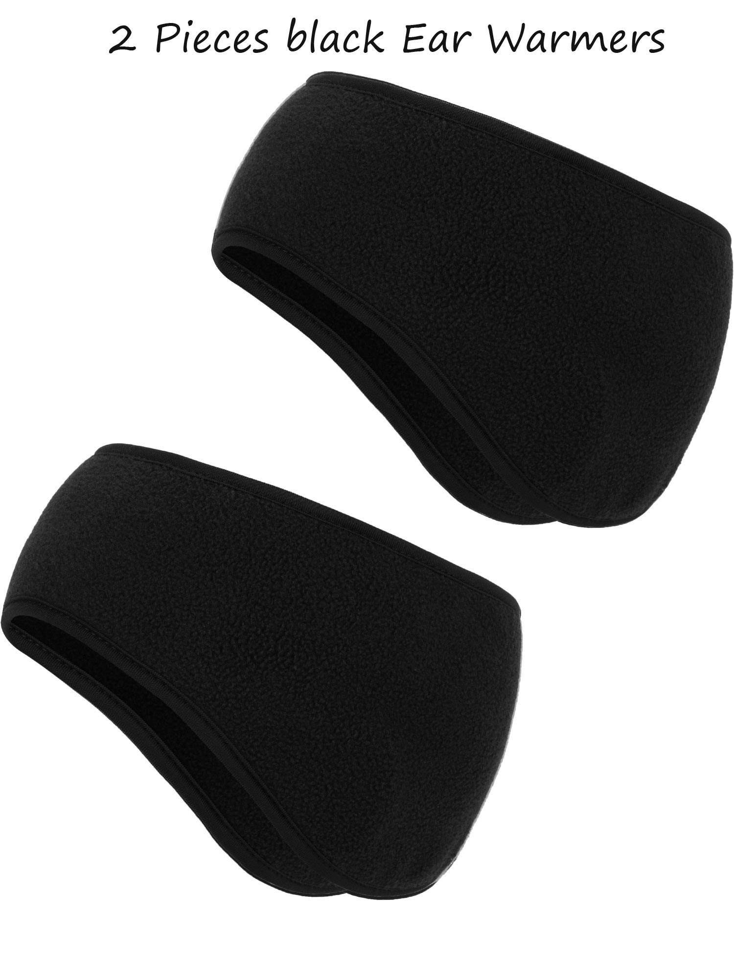 Boao 2 Pieces Ear Warmer Headbands Fleece Winter Headbands for Adult Kids Winter Using (Black)