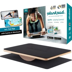 plankpad pro get fit playing games & workouts; plank & balance board with free ios/android app & 10 games; dynamic abs & core fitness training; only 3 minutes a day