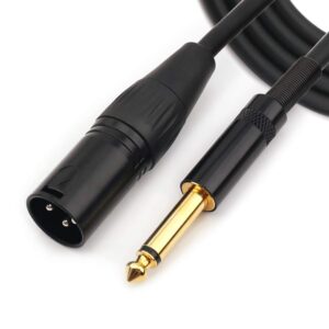 nanyi 6.35mm (1/4 inch) ts male to xlr male interconnect audio microphone cable, black/alloy, suitable for microphones, active speakers, stage, dj, studio audio console, 5m / 16ft