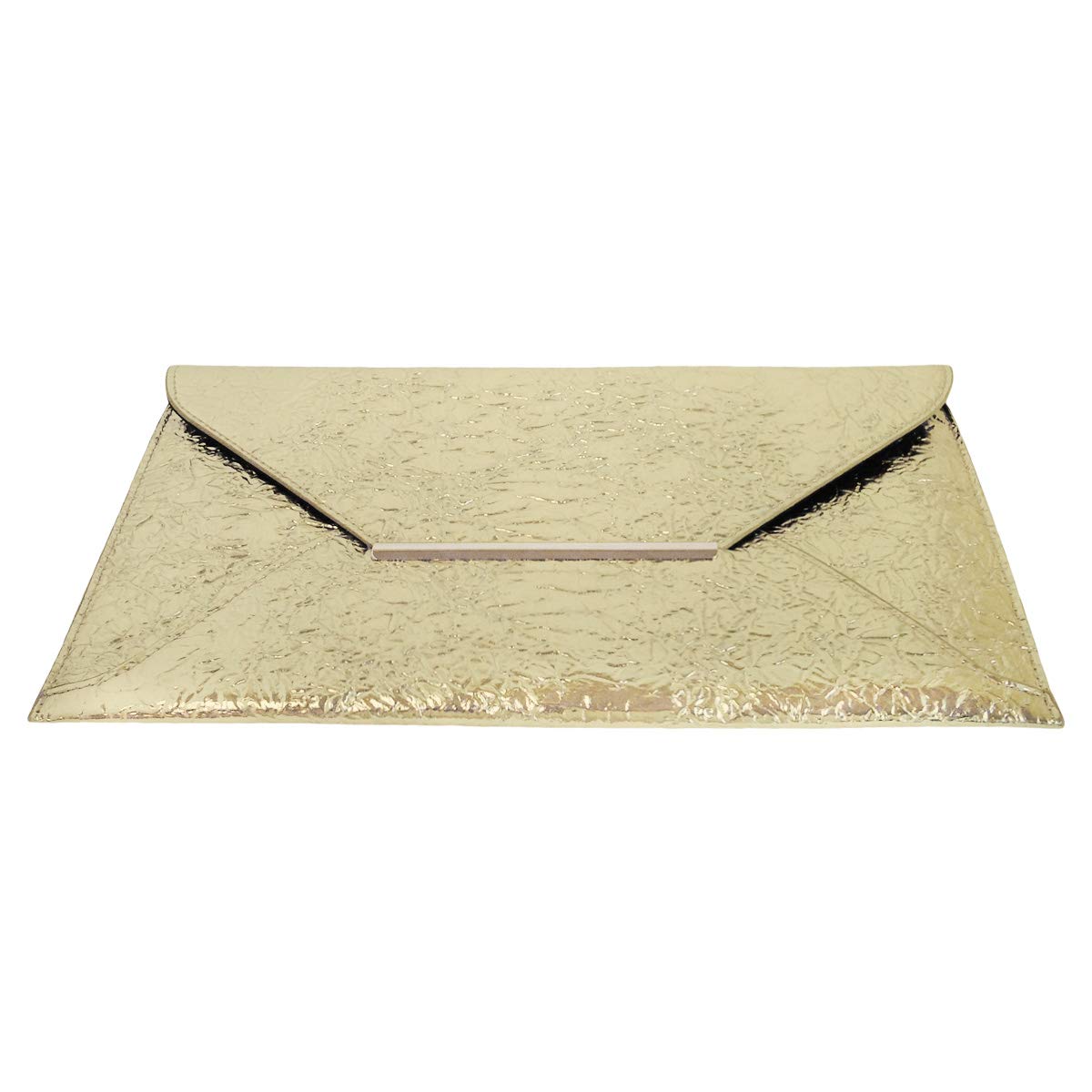 JNB Crushed Metallic Envelope Clutch, Gold