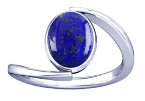 divya shakti 6.25-6.50 carat lapis lazuli lajward gemstone silver ring for women