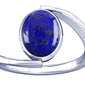 Divya Shakti 6.25-6.50 Carat Lapis Lazuli Lajward Gemstone Silver Ring for Women