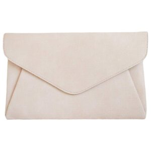 jnb synthetic leather double pocket envelop clutch, beige medium