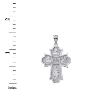 925 Sterling Silver Four Way Medal Trinity Edge Cross Pendant