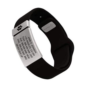 road id medical alert bracelet - the wrist id elite 19mm pin-tuck medical alert badge - slate - personalized medical id bracelet child id - fits adults & kids